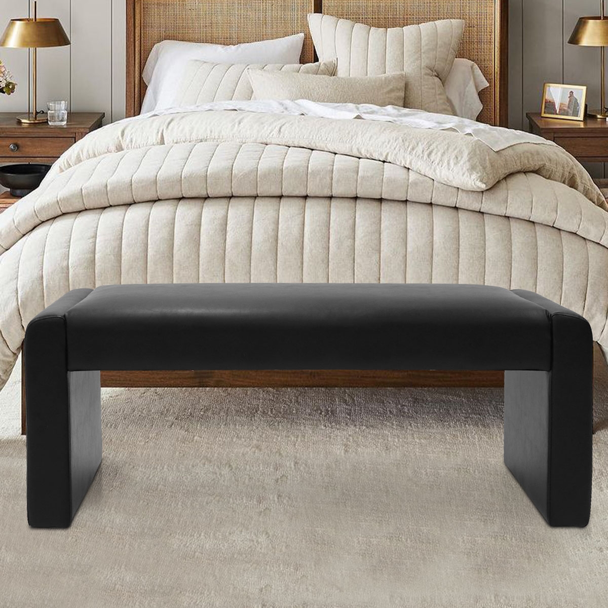 Click here for 47" Faux Leather Upholstered Bedroom Waterfal... prices