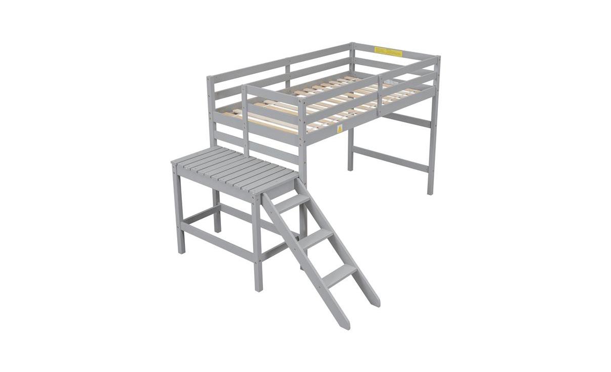 Click here for Twin Loft Bed with Platform and Ladder Space-Savin... prices