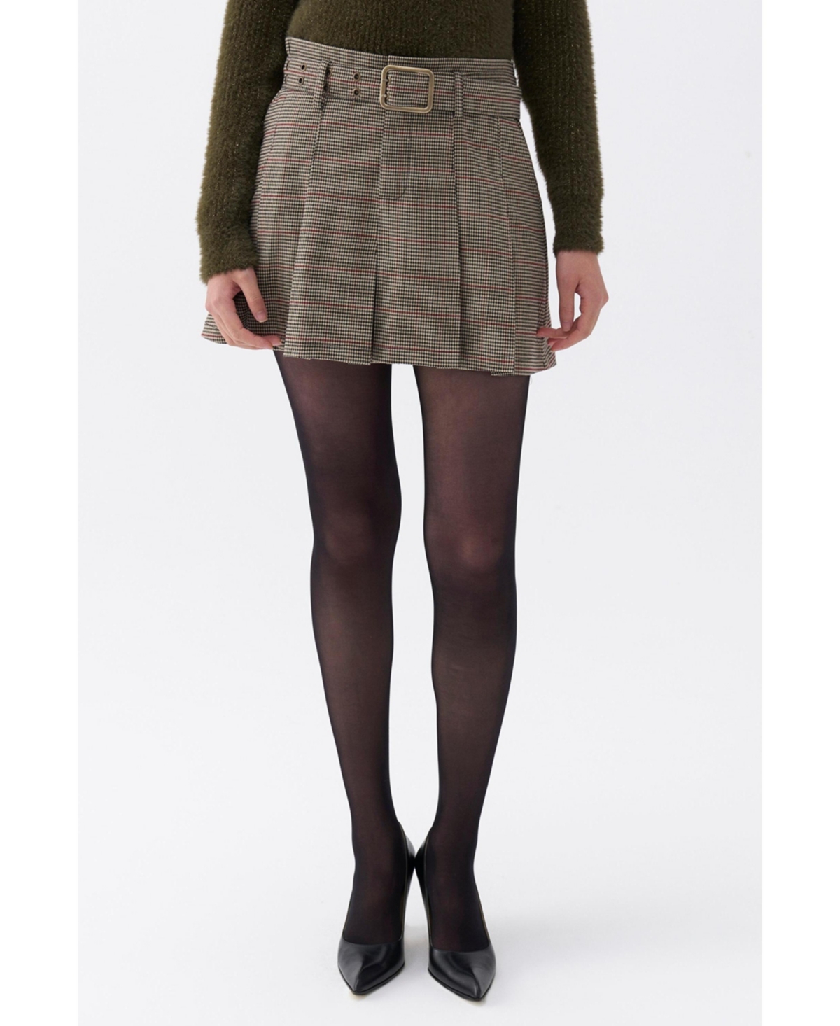 Click here for Nocturne Womens Belted Pleated Mini Skirt - Multi-... prices