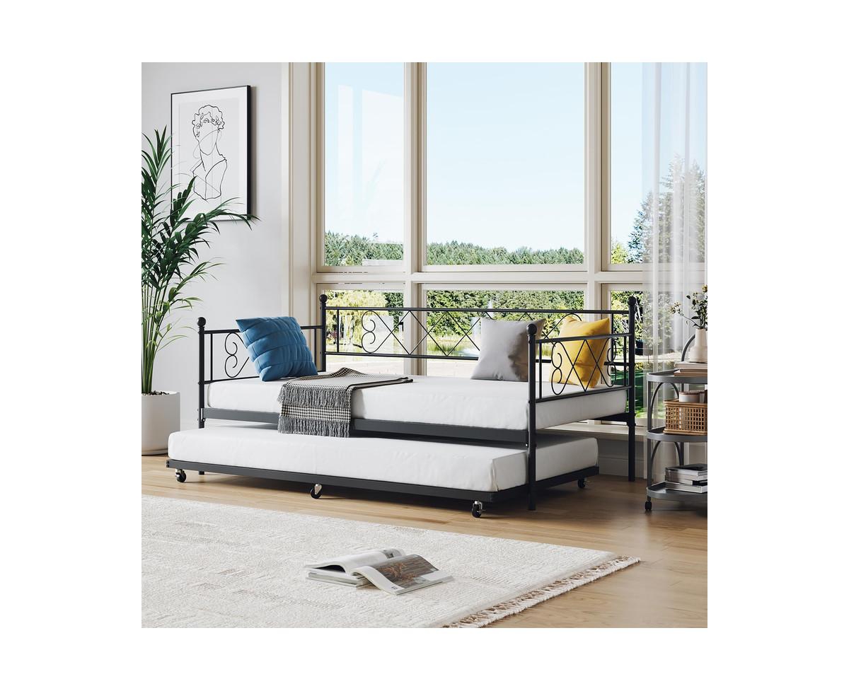 Click here for gaomon Twin Metal Daybed with Trundle  Premium Ste... prices