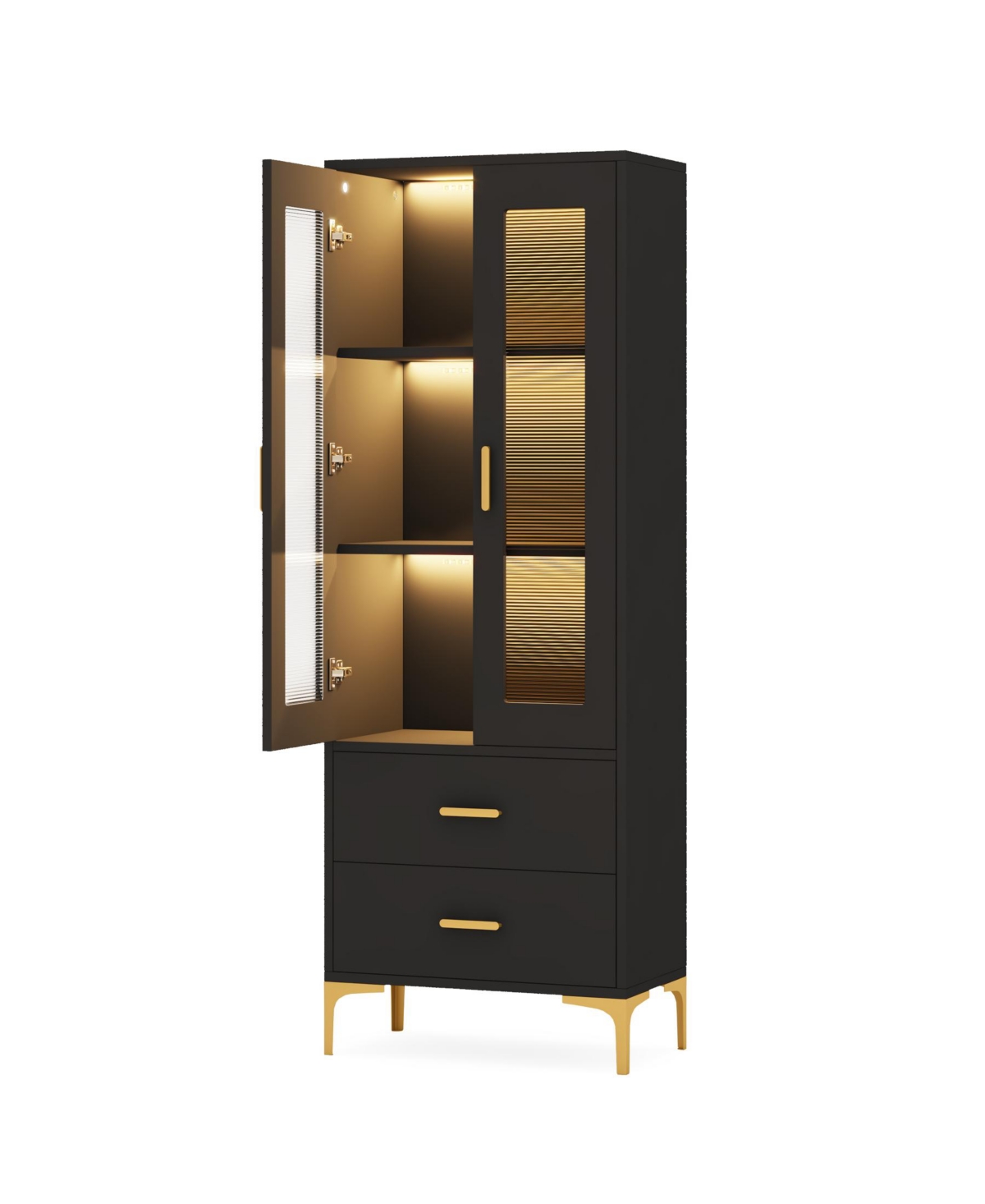 Click here for Tribesigns Bookcase with Doors and Led Light Books... prices