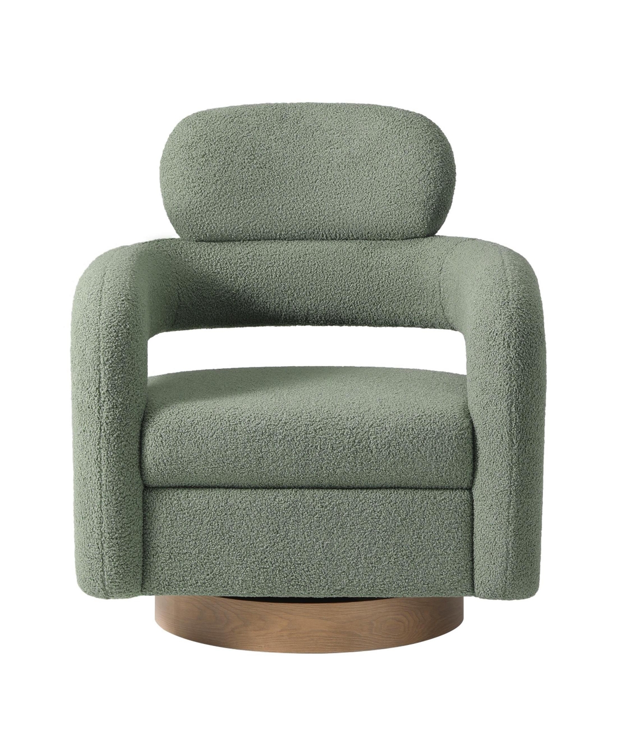 WestinTrends Mid-Century Modern Faux Sherpa Swivel Barrel Accent Chair - Ice green