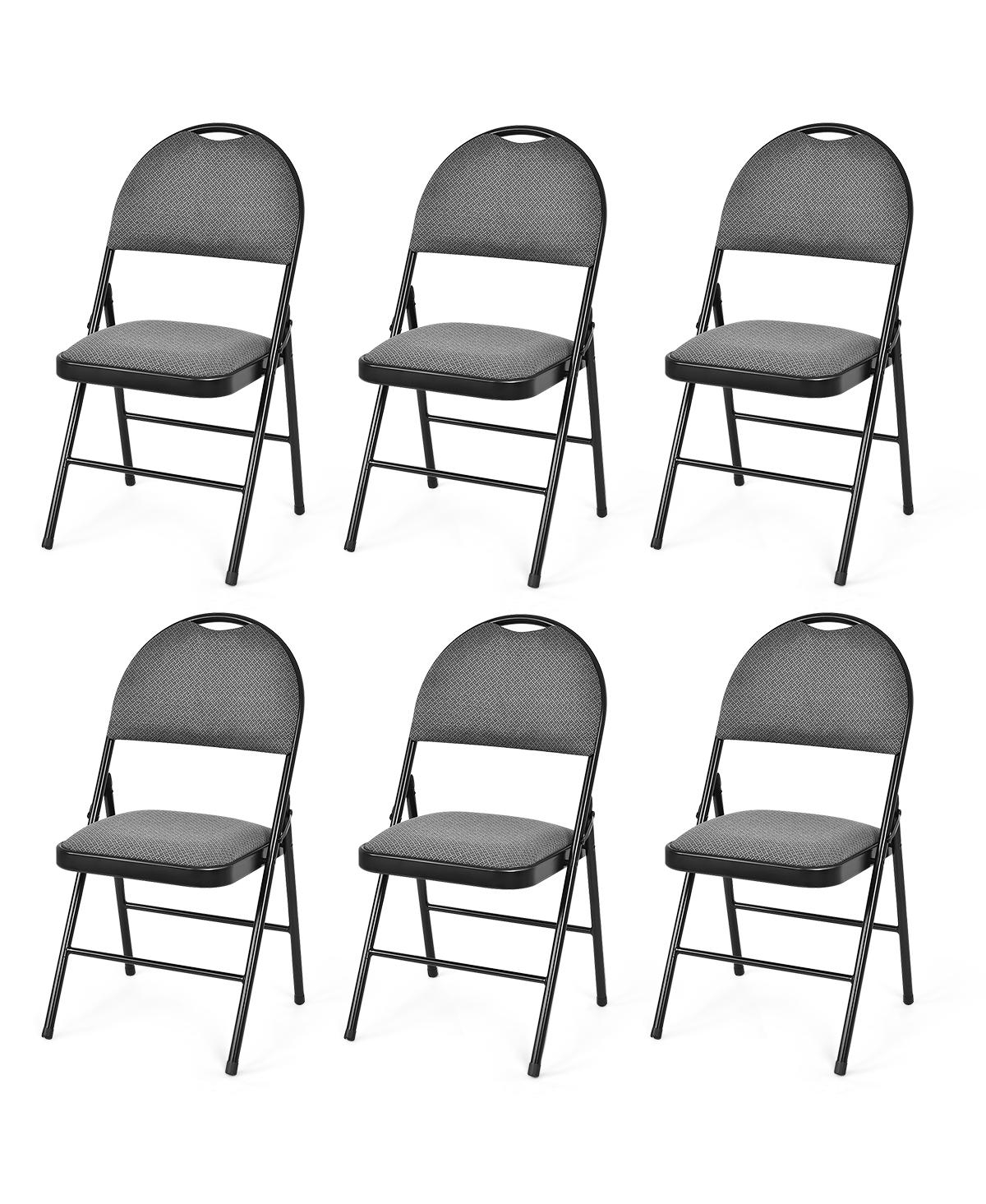 Click here for Gouun Set of 6 Folding Fabric Upholstered Metal Ch... prices