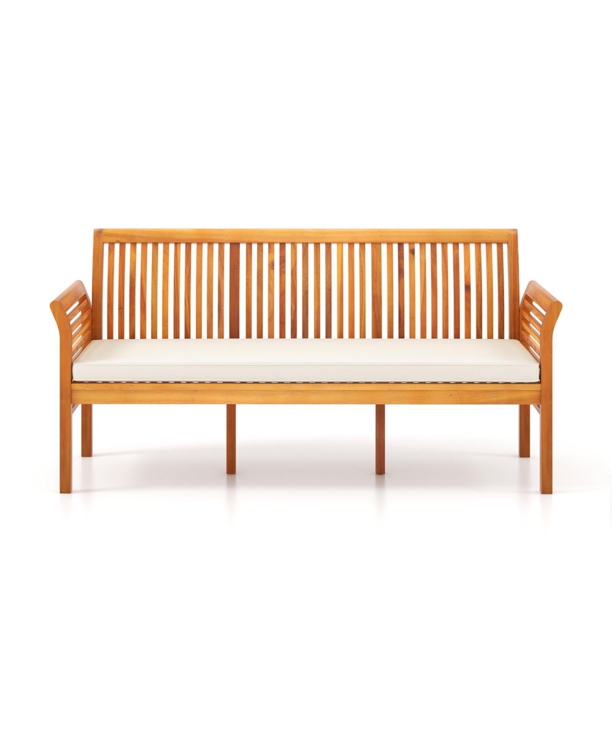 Click here for Gouun 62.5 Inches Patio 3-Seat Wood Bench with Sof... prices