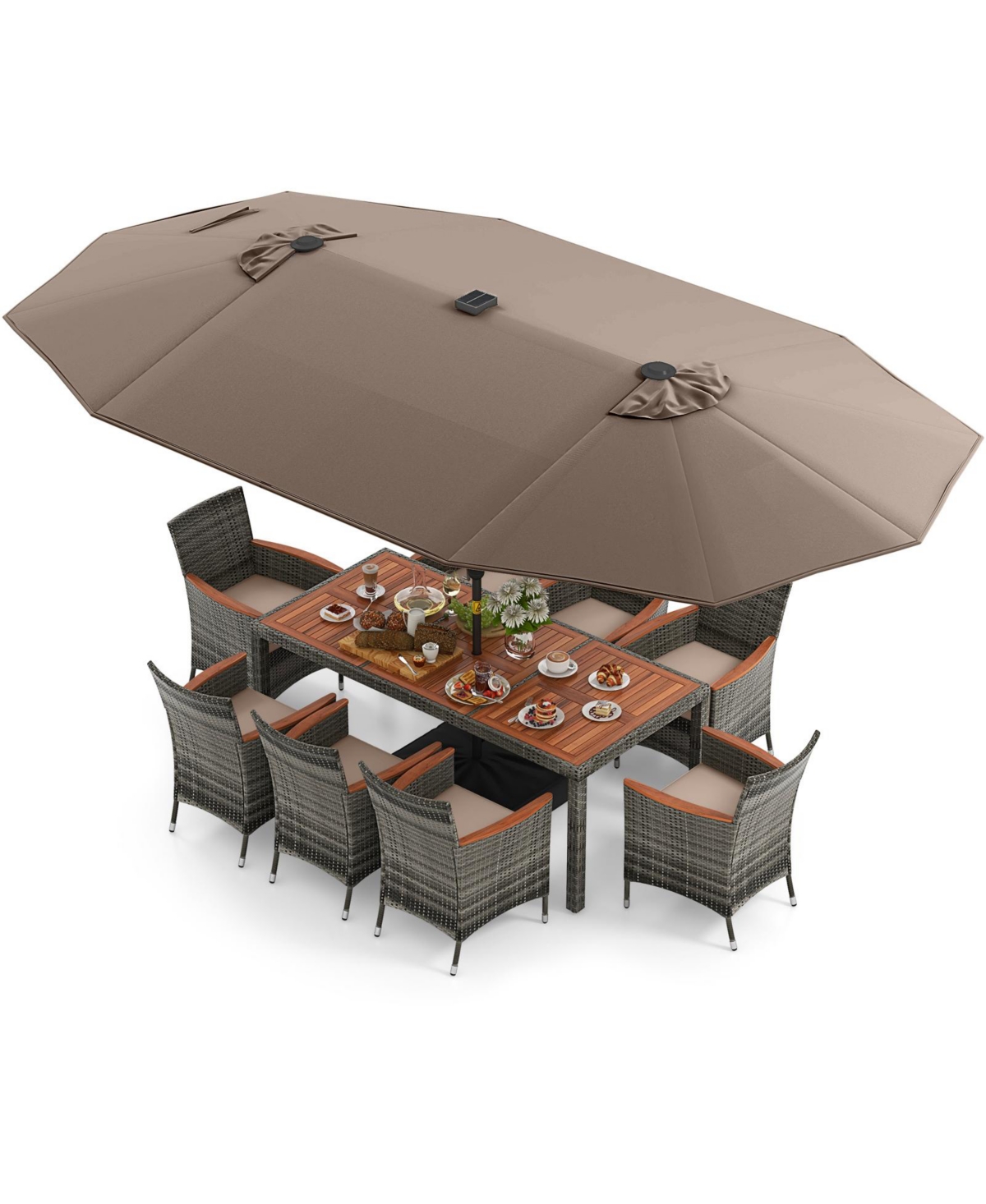Click here for 11 Pieces Patio Dining Set with 15 Feet Double-Sid... prices