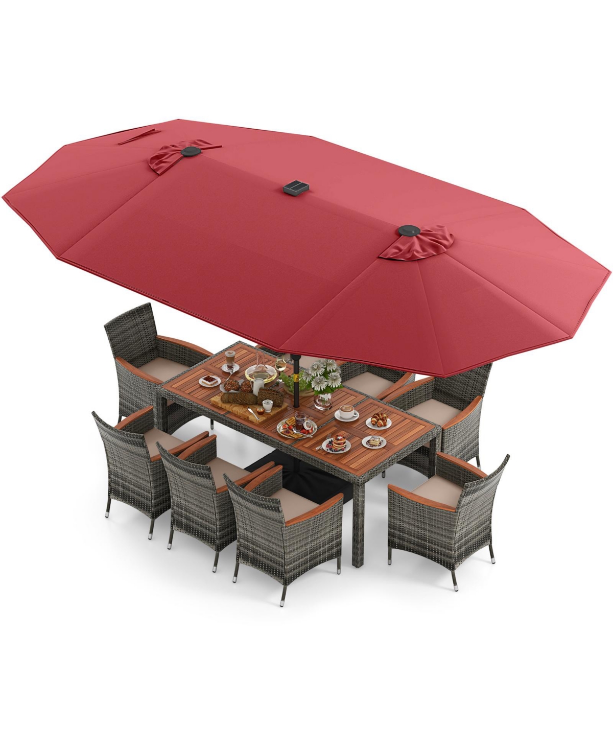 Click here for 11 Pieces Patio Dining Set with 15 Feet Double-Sid... prices