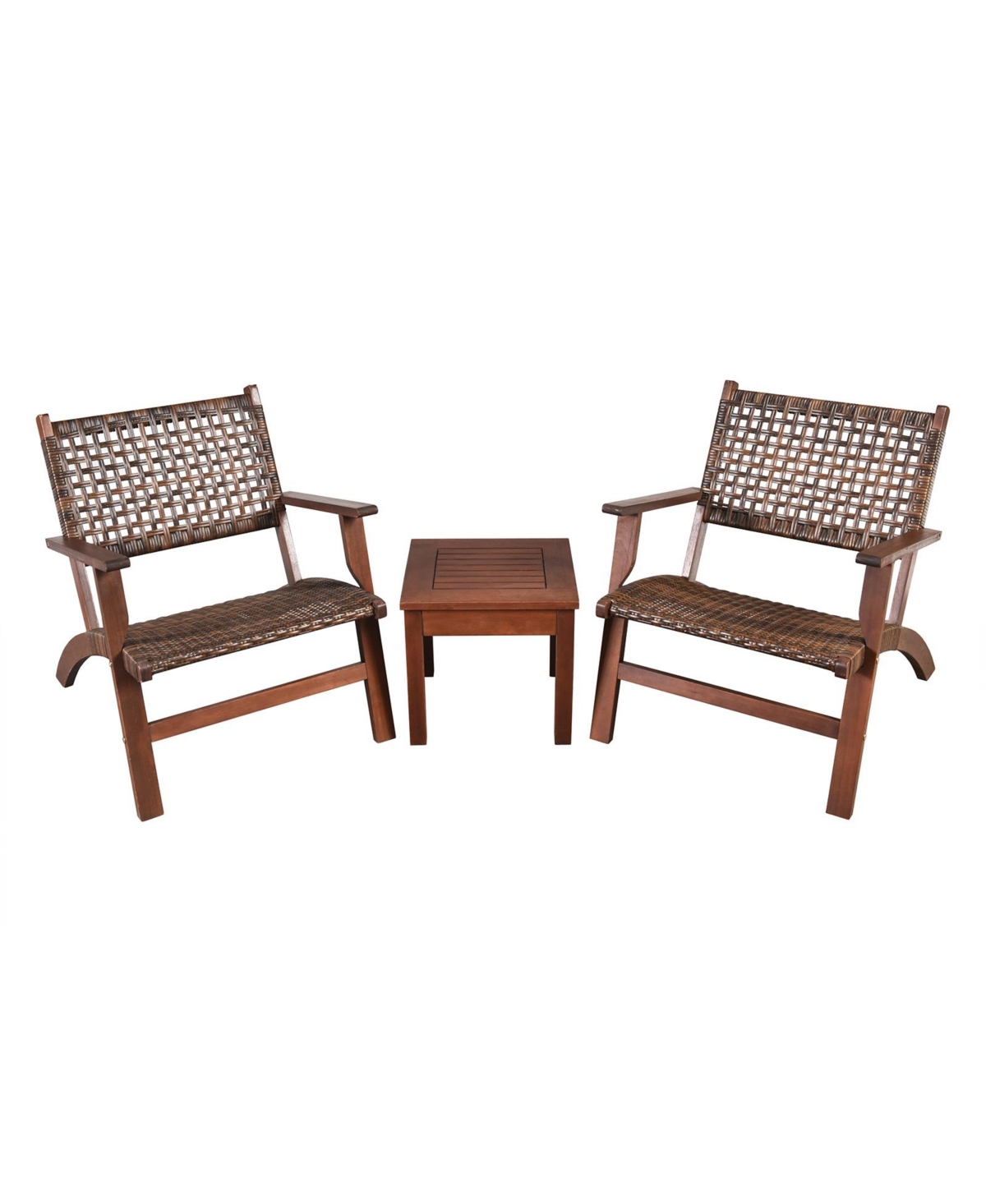 Click here for 3 Pieces Outdoor Wooden Patio Rattan Furniture Set... prices