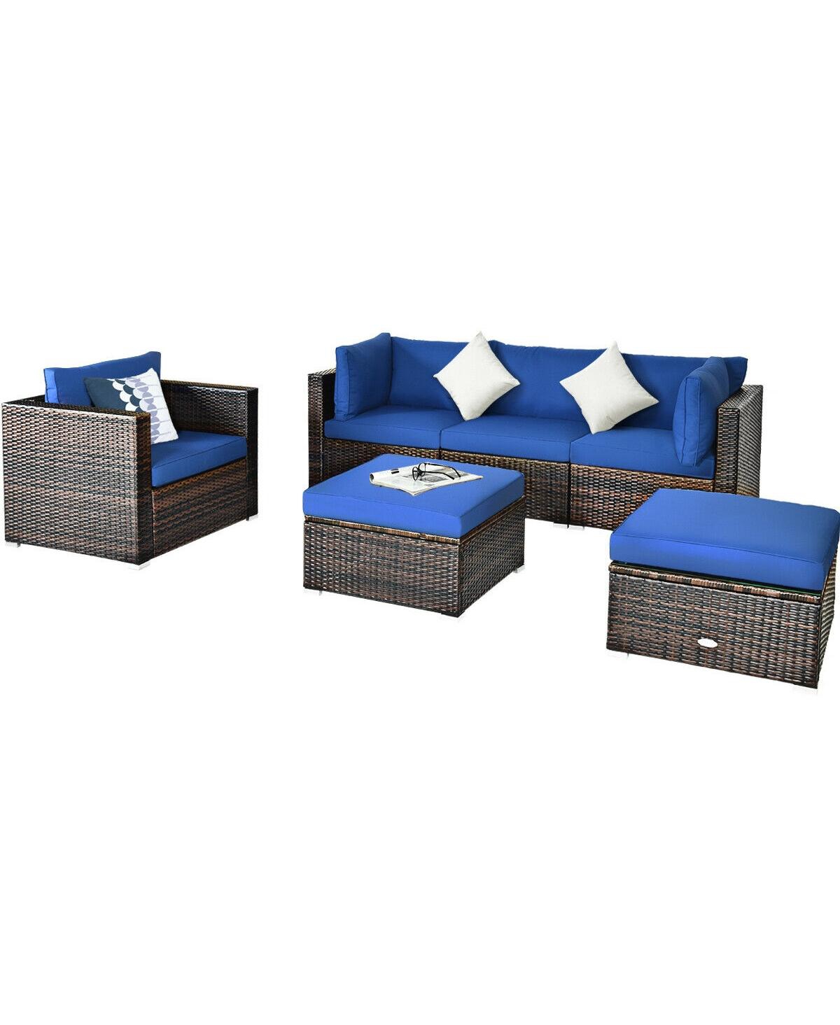Click here for 6 Pcs Patio Rattan Furniture Set with Sectional Cu... prices