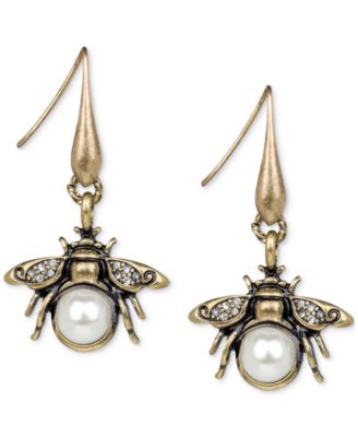 Patricia Nash Gold-Tone Pavé & Imitation Pearl Bee Drop Earrings - Macy's