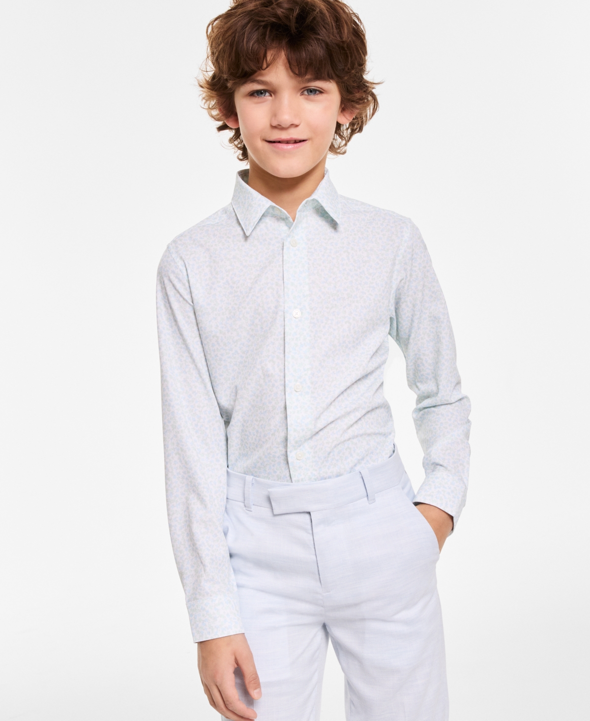 Click here for Calvin Klein Big Boys Long-Sleeve Stretch Floral-P... prices