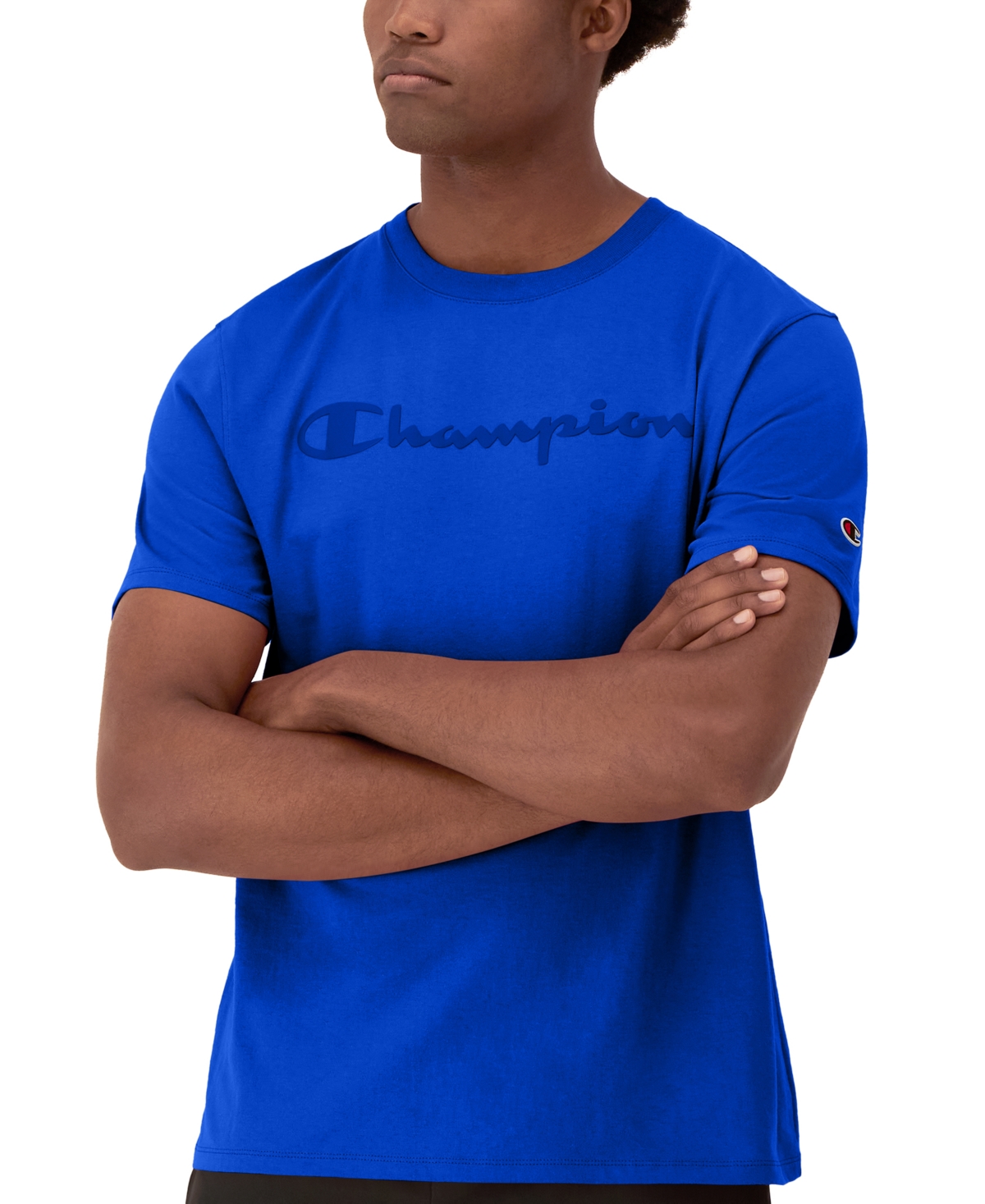 Champion Mens Classic Logo Crewneck Short-Sleeve T-Shirt - Surf