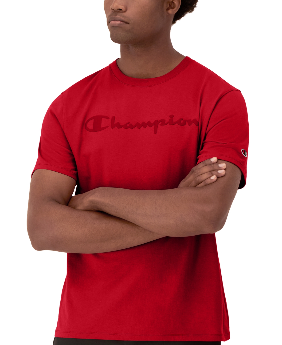 Click here for Champion Mens Classic Logo Crewneck Short-Sleeve T... prices