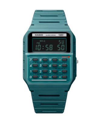 Casio Unisex Digital Calculator Teal Resin Strap Watch 34mm - Macy's