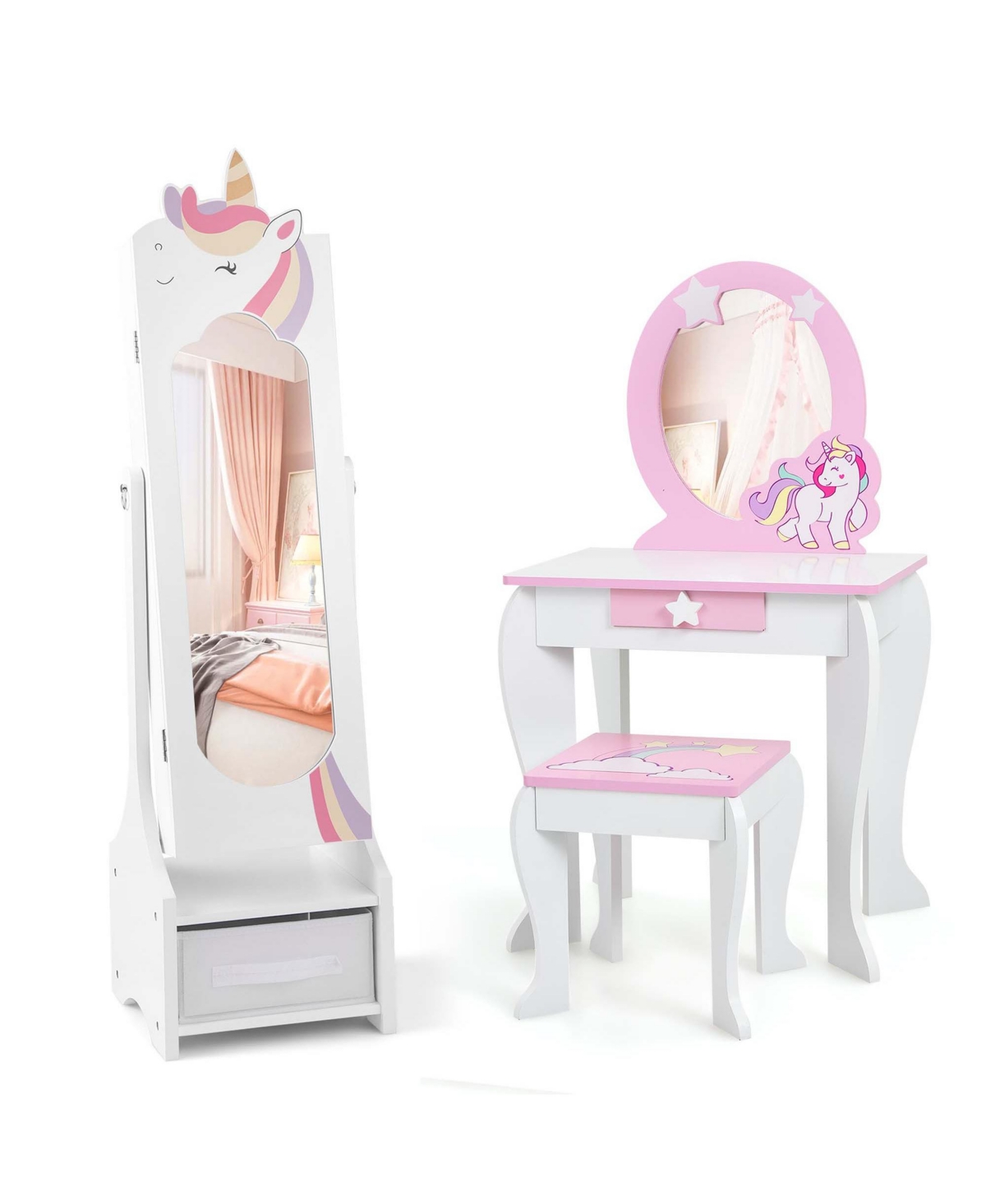 Click here for Costway Kids Vanity Set Princess Makeup Dressing T... prices