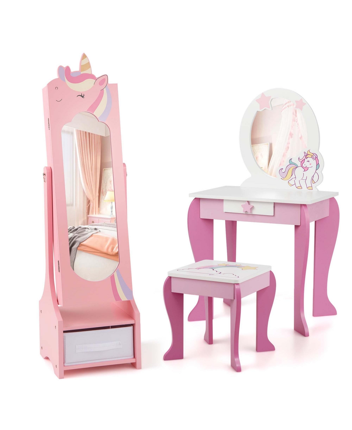 Click here for Costway Kids Vanity Set Princess Makeup Dressing T... prices