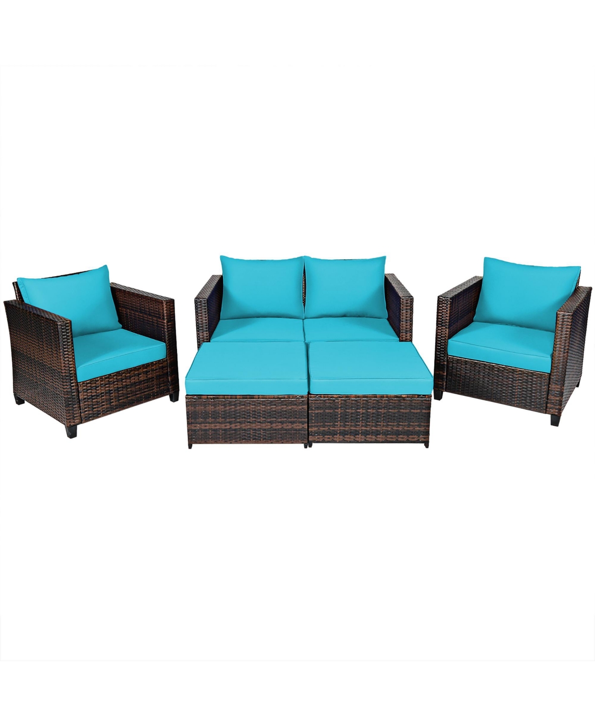 Click here for 5PCS Patio Rattan Furniture Set Loveseat Sofa Otto... prices