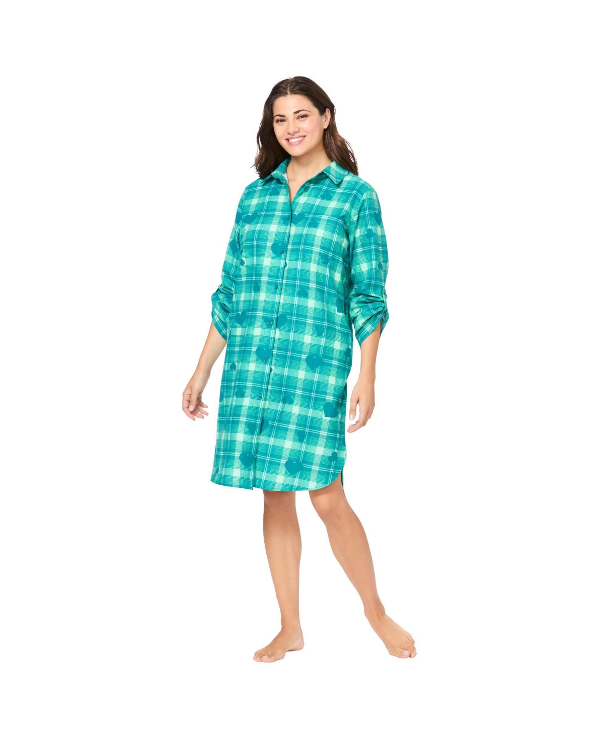 Click here for Dreams & Co. Plus Size Plaid Flannel Button-Front... prices