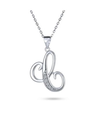 Bling Jewelry ABC Letter Cursive Script Initial Alphabet Pendant ...