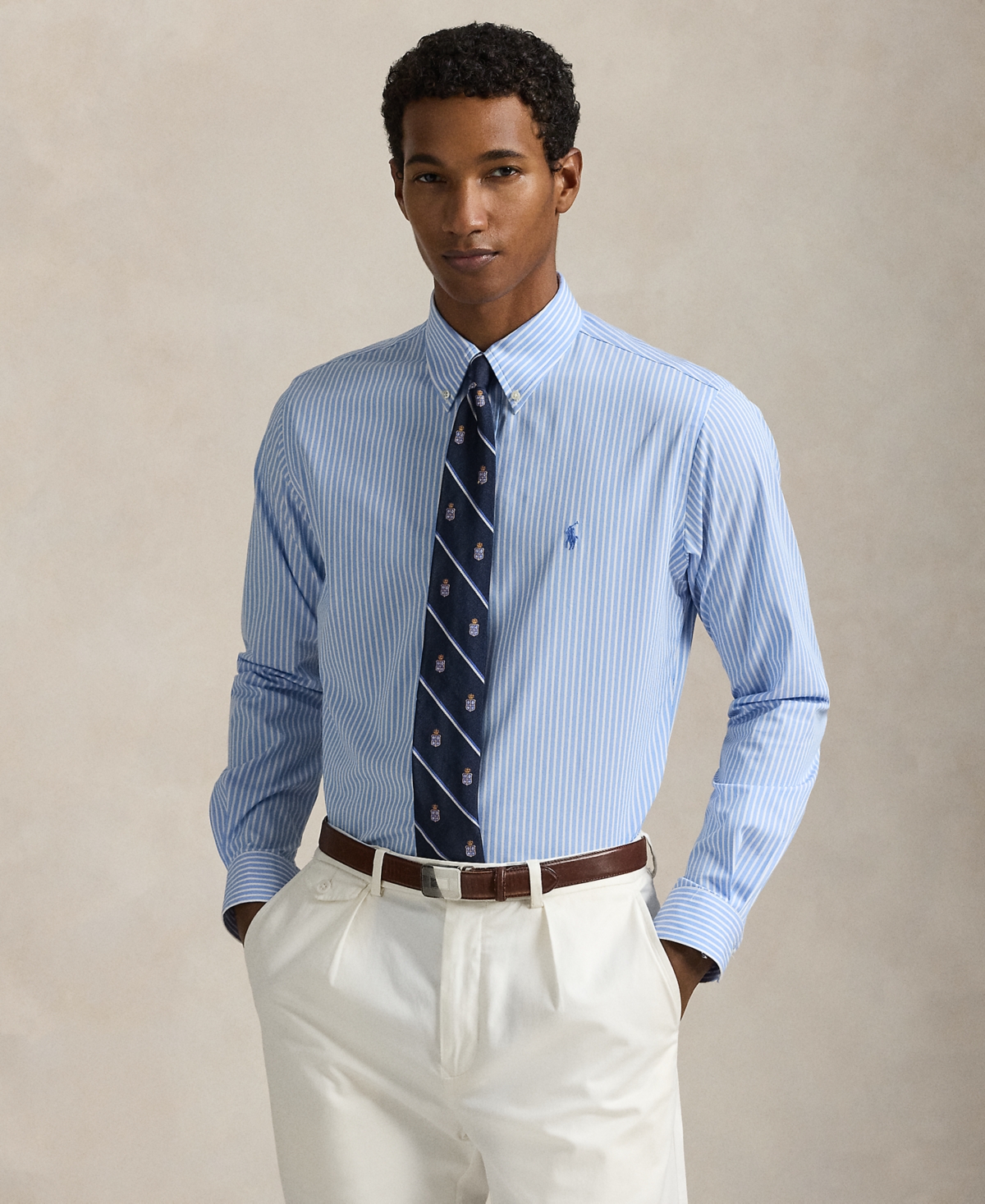 Click here for Polo Ralph Lauren Mens Slim-Fit Poplin Shirt - Whi... prices