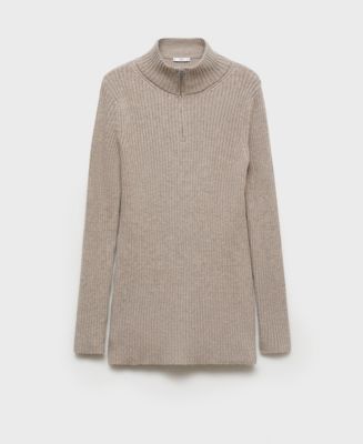 Mango Women's Zipper Detail Ribbed Sweater - Macy's