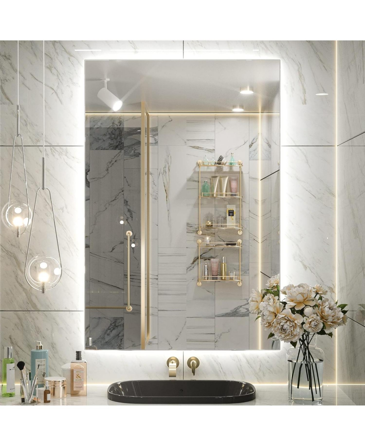 Click here for keonjinn Led Backlit Frameless Lighted Bathroom Wa... prices
