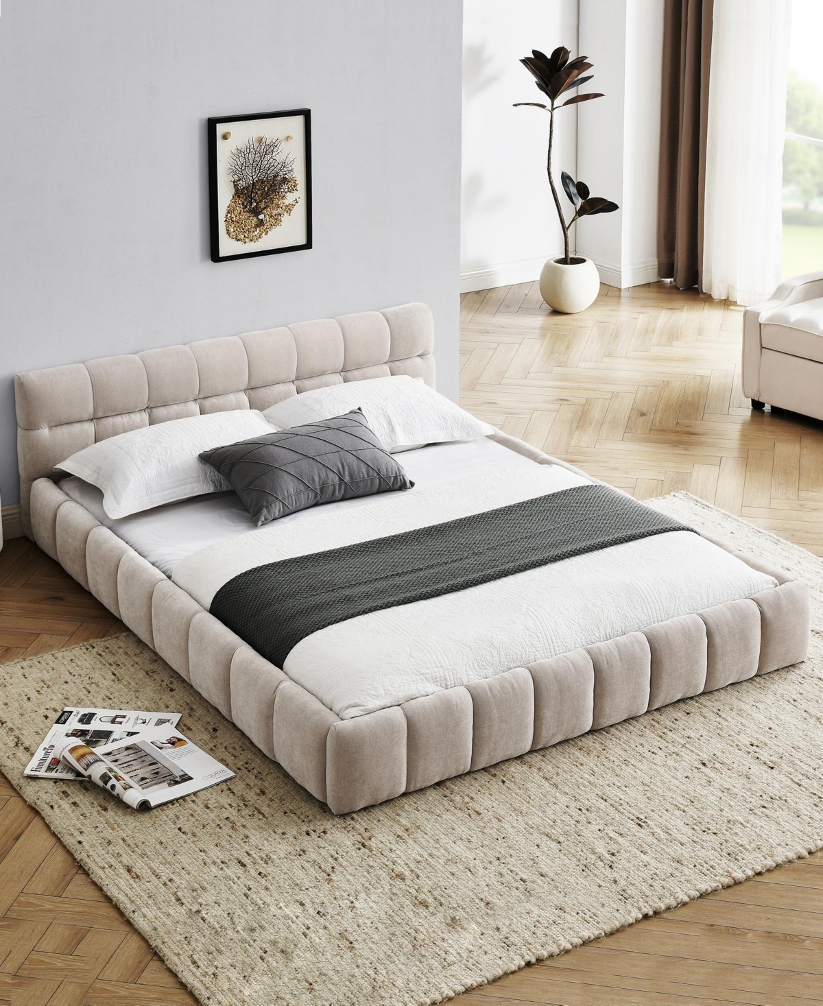 Click here for Dyhome Queen Bed Frame with Led Lights and 4 Stora... prices