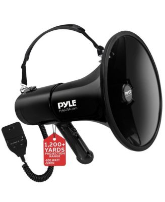 Pyle 100-Watt Hand-Grip Megaphone with Siren, MP3/Aux Input ...