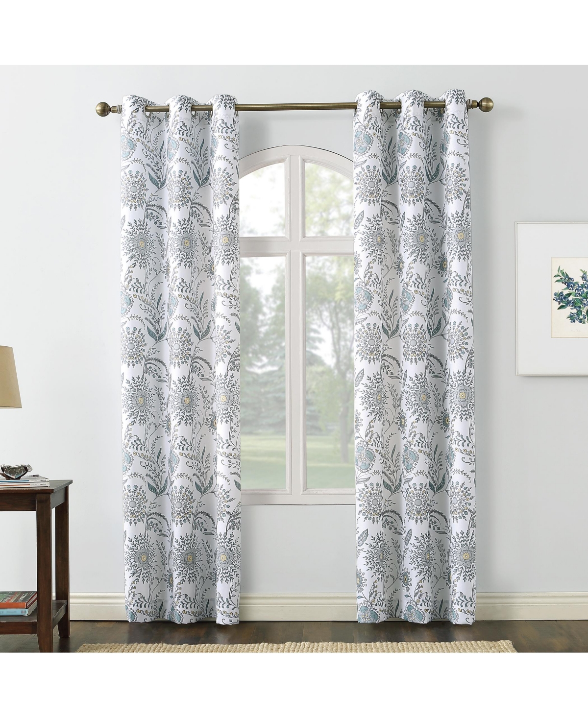 Click here for Janelle Medallion Floral Semi-Sheer Grommet Curtai... prices