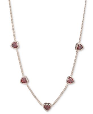 Givenchy Gold-Tone Red Cubic Zirconia Heart Statement Necklace, 16" + 3 ...