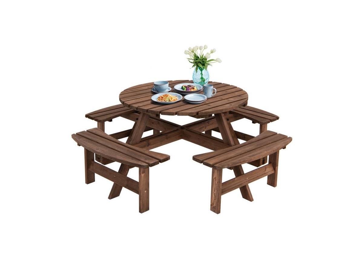 Click here for Slickblue 8-Person Outdoor Solid Wood Round Picnic... prices