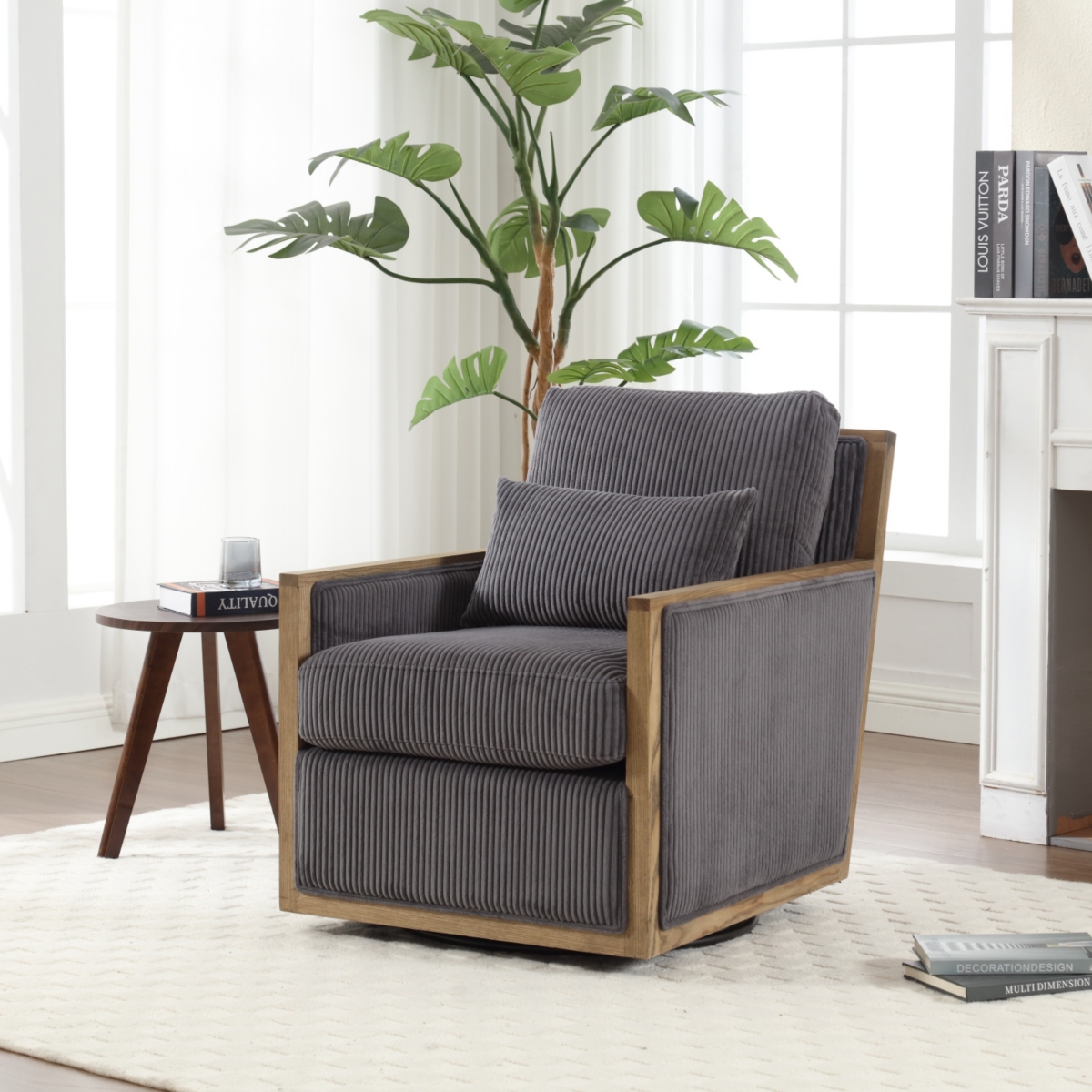 Click here for Streamdale Furniture Cozy Swivel Barrel Chair - Da... prices