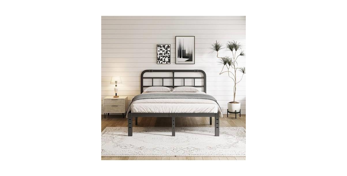 Click here for Slickblue Heavy-Duty Black Metal Platform Bed Fram... prices