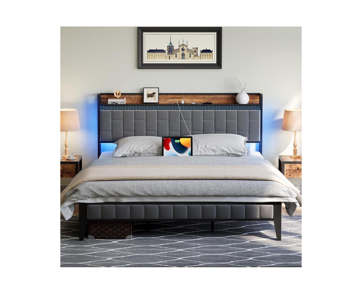 Click here for gaomon Queen Bed Frame with Charging Station  Led... prices
