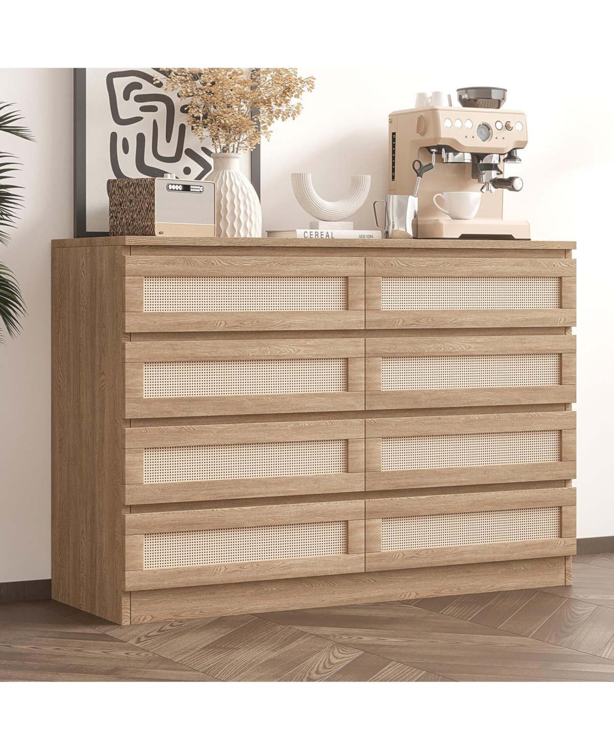 Click here for gaomon 8 Drawer Double Dresser for Bedroom  Rattan... prices