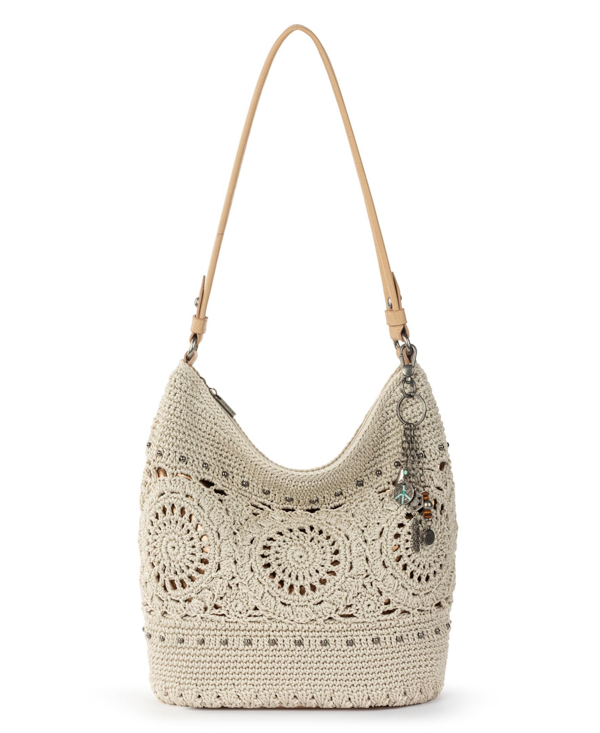 The Sak Womens Sequoia Leather Medium Hobo Bag - Natural Medallion