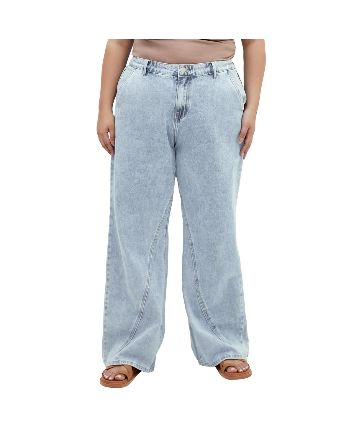 Click here for City Chic Plus Size Harley Kyla Wide Leg Jean - Li... prices