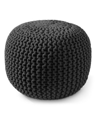 Casafield Round Pouf Ottoman, Light Pink - 20" Dia x 14.5" High Cotton ...