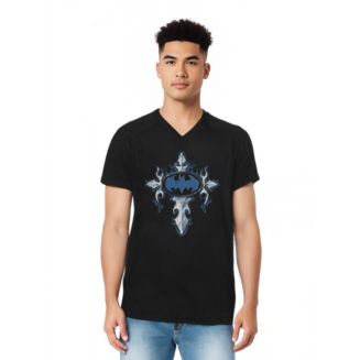 Batman Mens Gothic Steel Logo Short Sleeve Adult V Neck Tee / T-Shirt ...