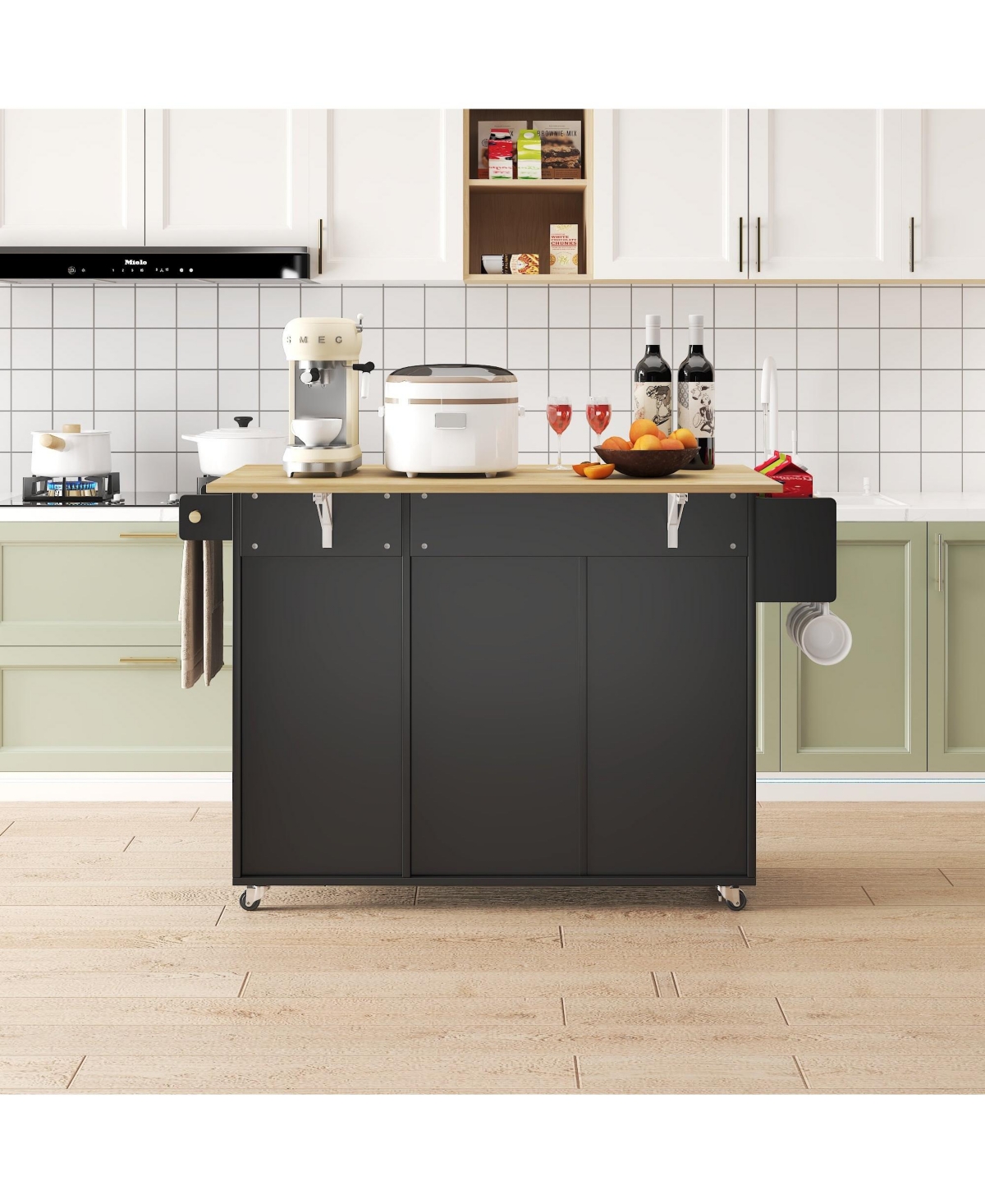 Click here for Boyel Living 45.4 Farmhouse Black Rolling Kitchen... prices