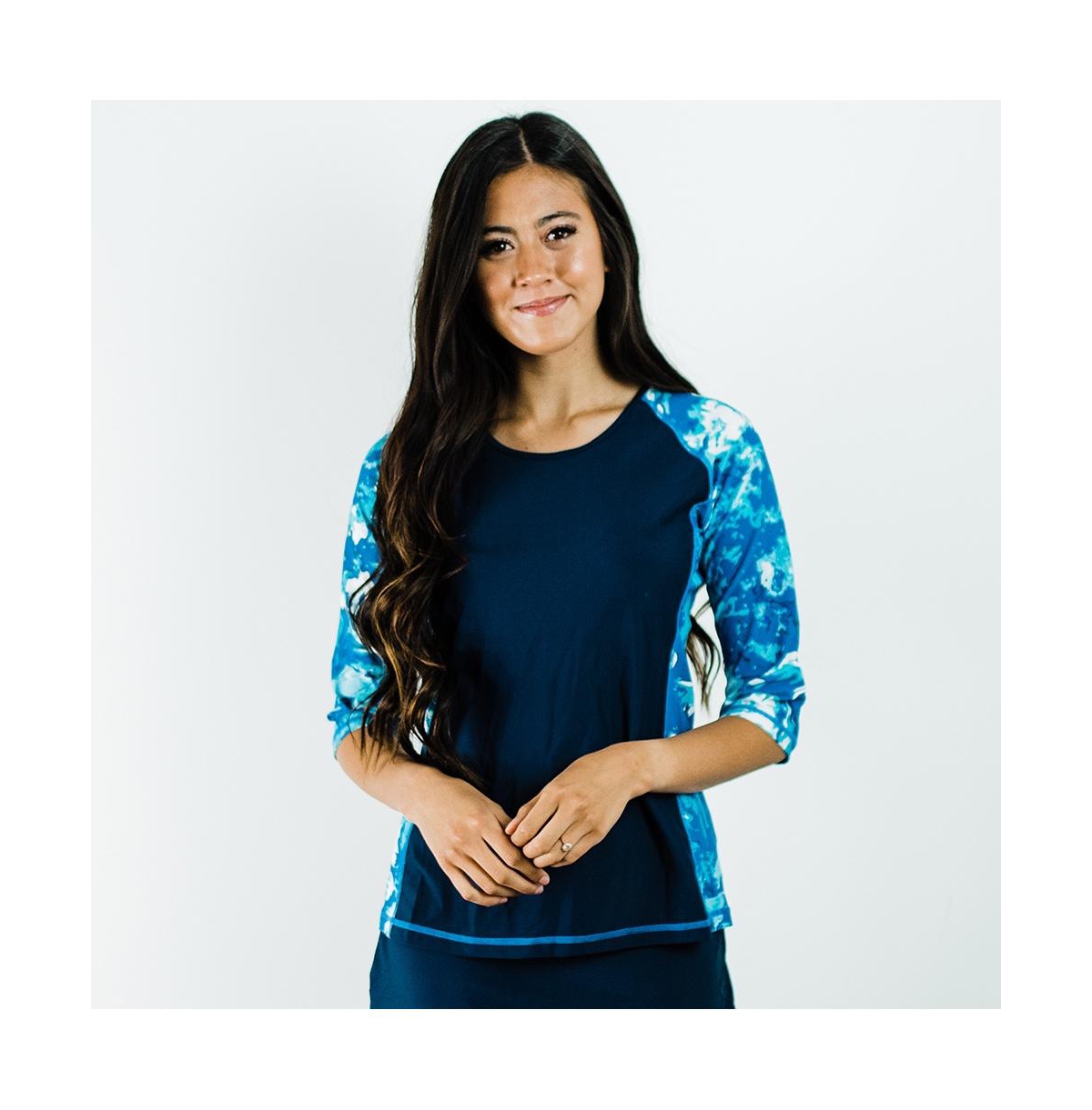 Click here for Calypsa Womens Loose Fit Margaux Swim Top - Navy/t... prices