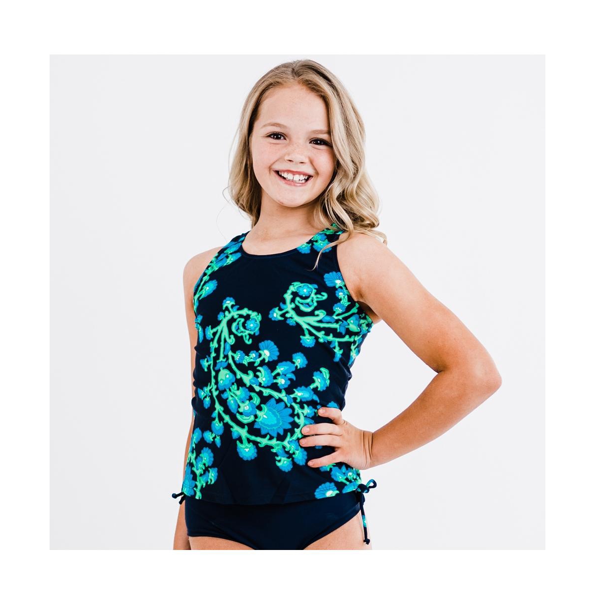 Click here for Calypsa Little Girls Abby Swim Top - Barbados blue prices