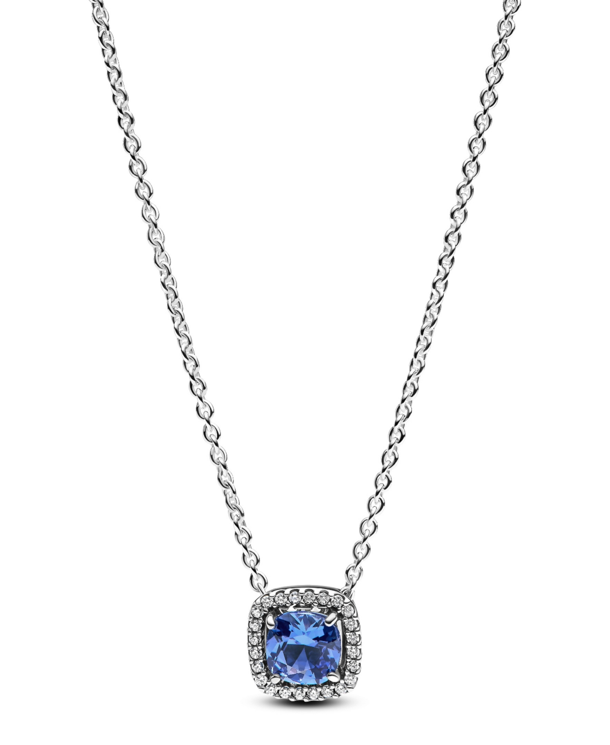 Click here for Pandora Sparkling Square Blue Halo Pendant Necklac... prices