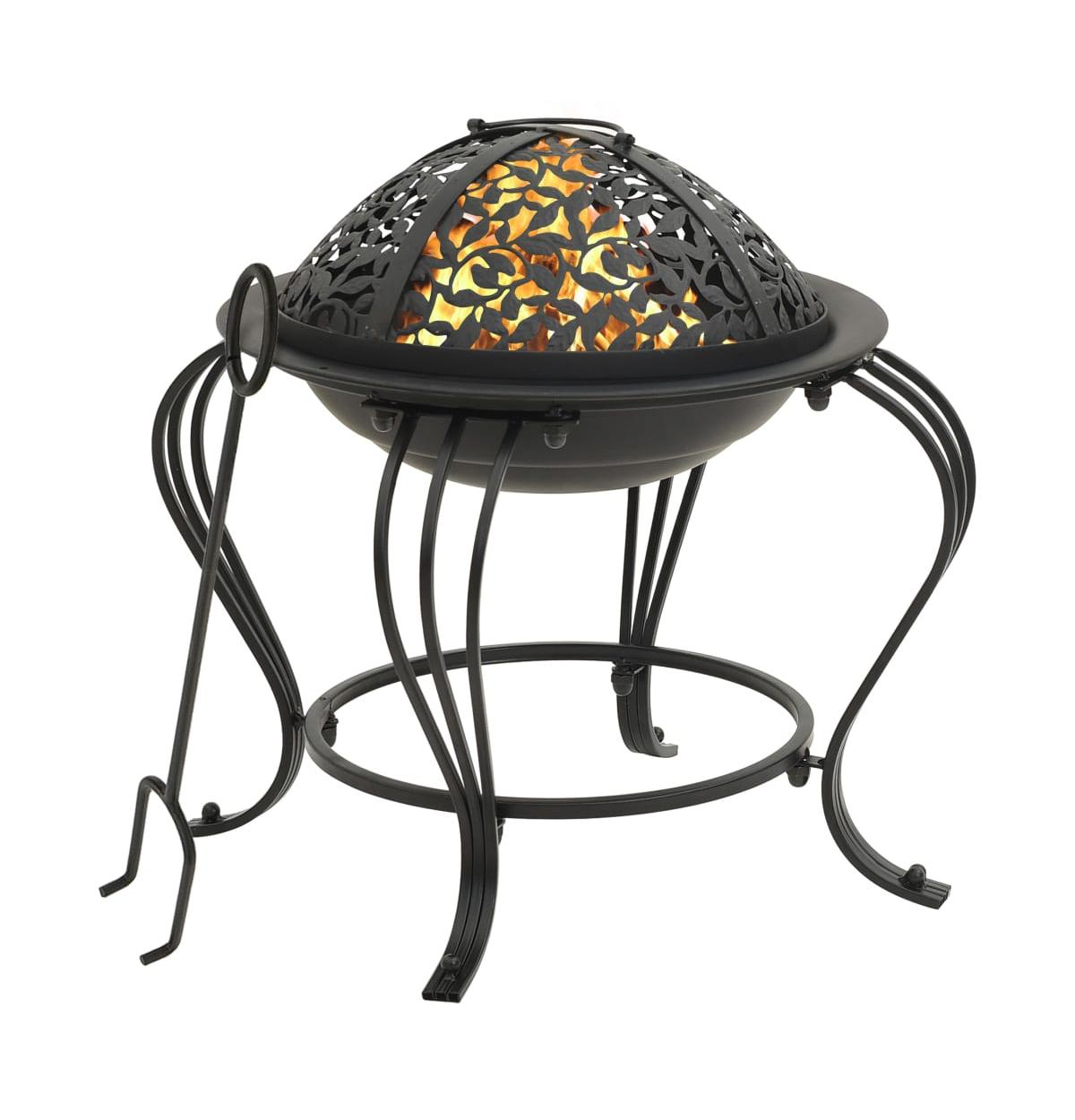 Click here for vidaXL Fire Pit with Poker 19.3 Steel - Black prices