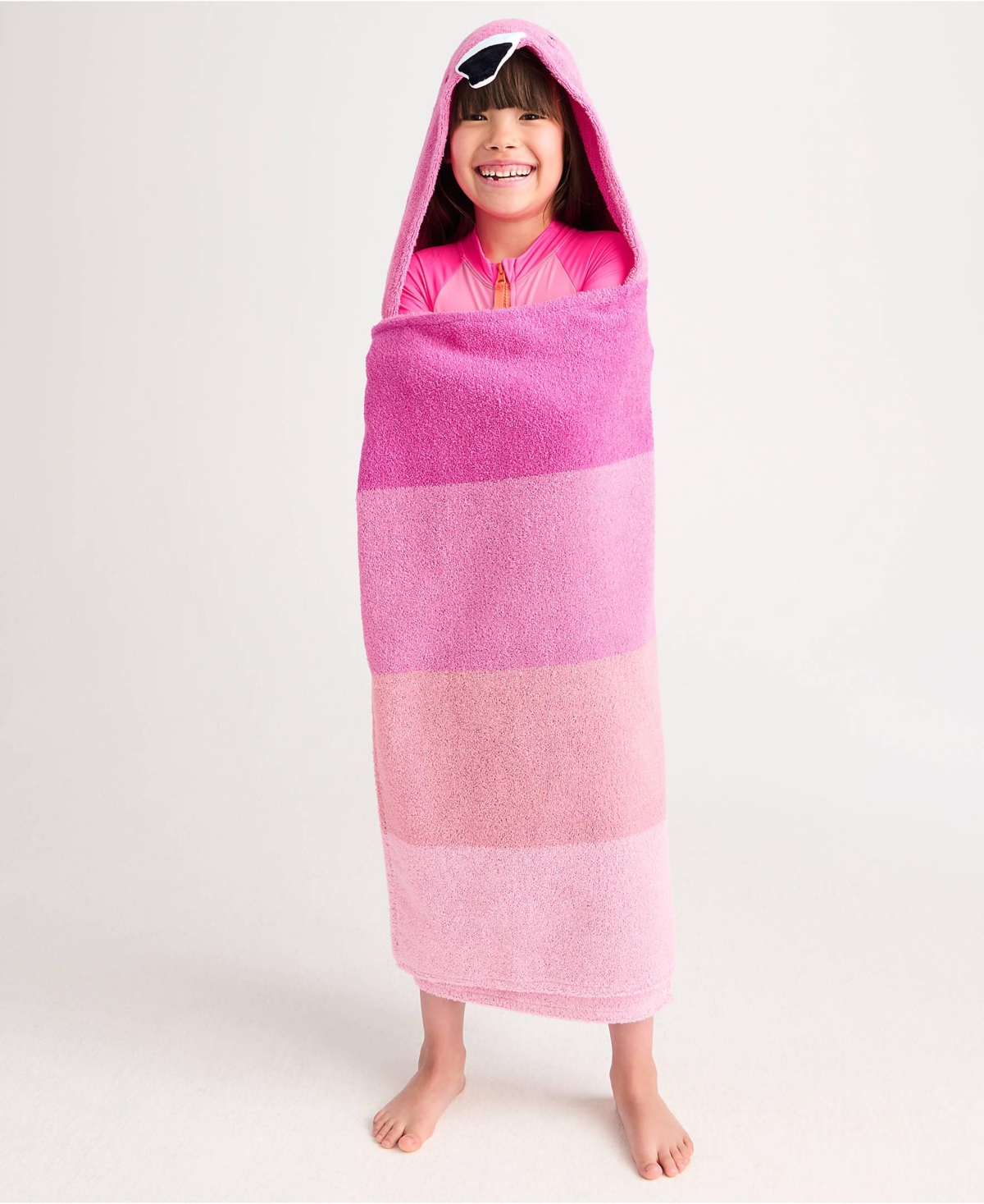 Click here for Lands End Kids Cotton Hooded Towel - Pink flamingo prices