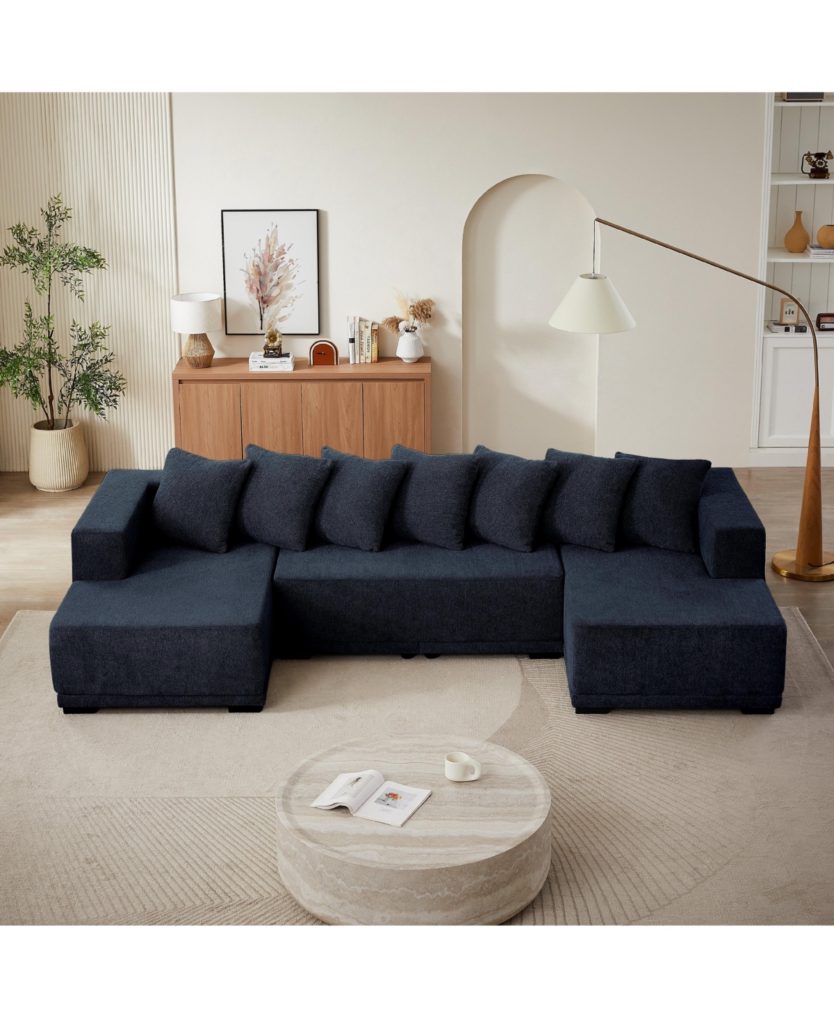 Click here for Chenille U-Shaped Sectional Sofa Set Minimalist St... prices