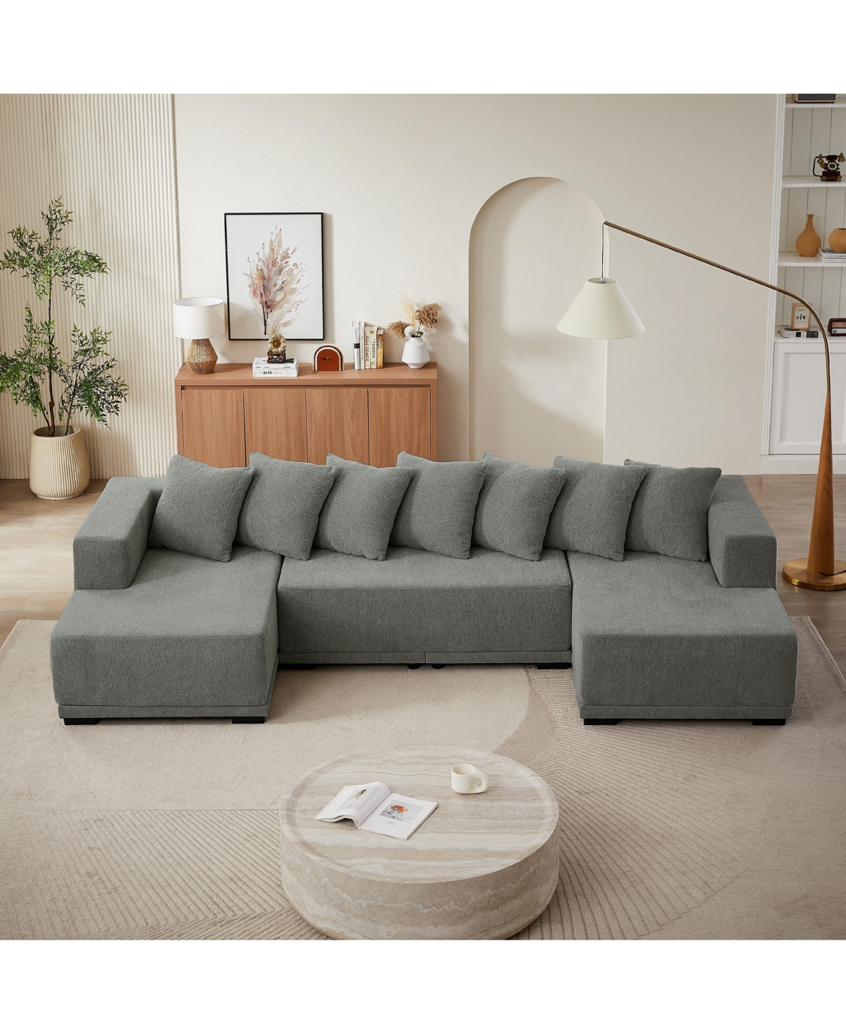 Click here for Chenille U-Shaped Sectional Sofa Set Minimalist St... prices
