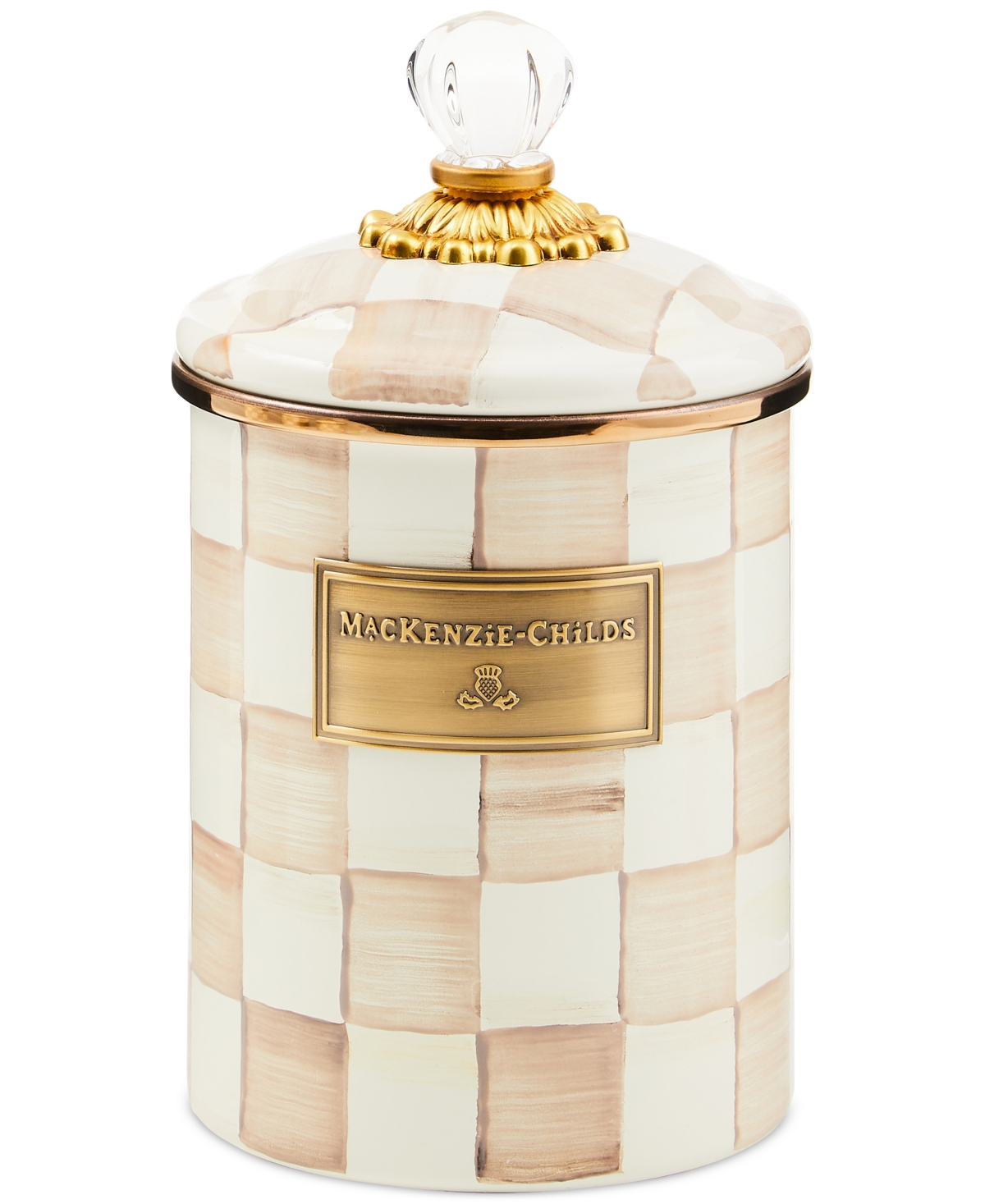 Click here for Mackenzie-Childs Mocha Check Medium Canister - Bro... prices
