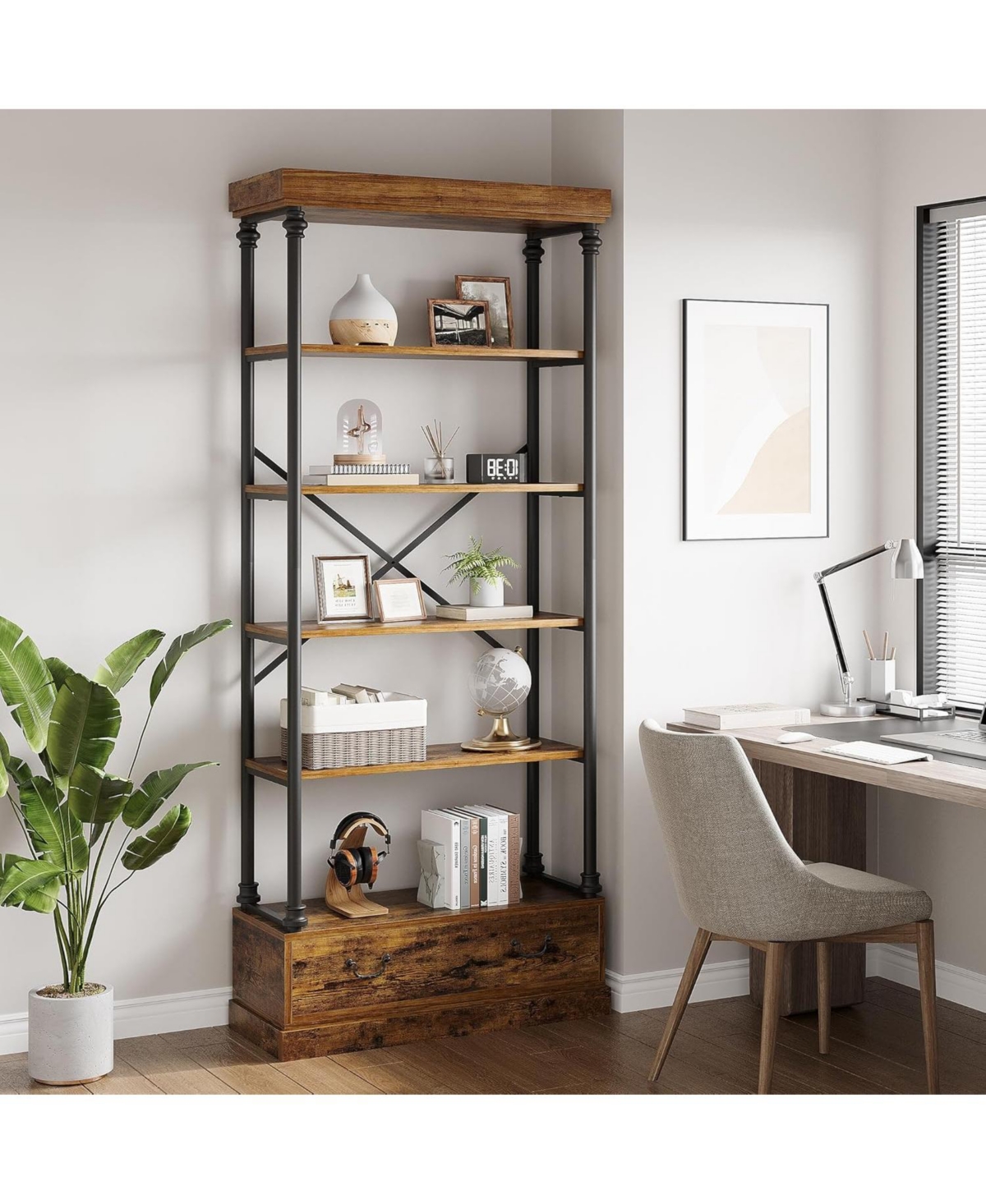 Click here for gaomon Bookshelf with Drawers Tall Bookcase 5 Tier... prices