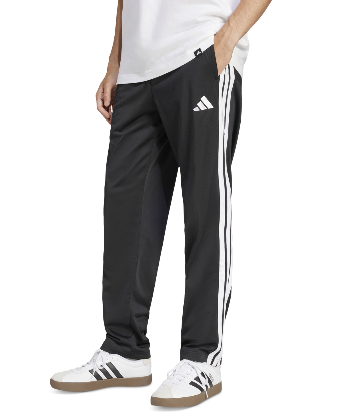 adidas Mens 3-Stripes Regular-Fit Tricot Track Pants - Black