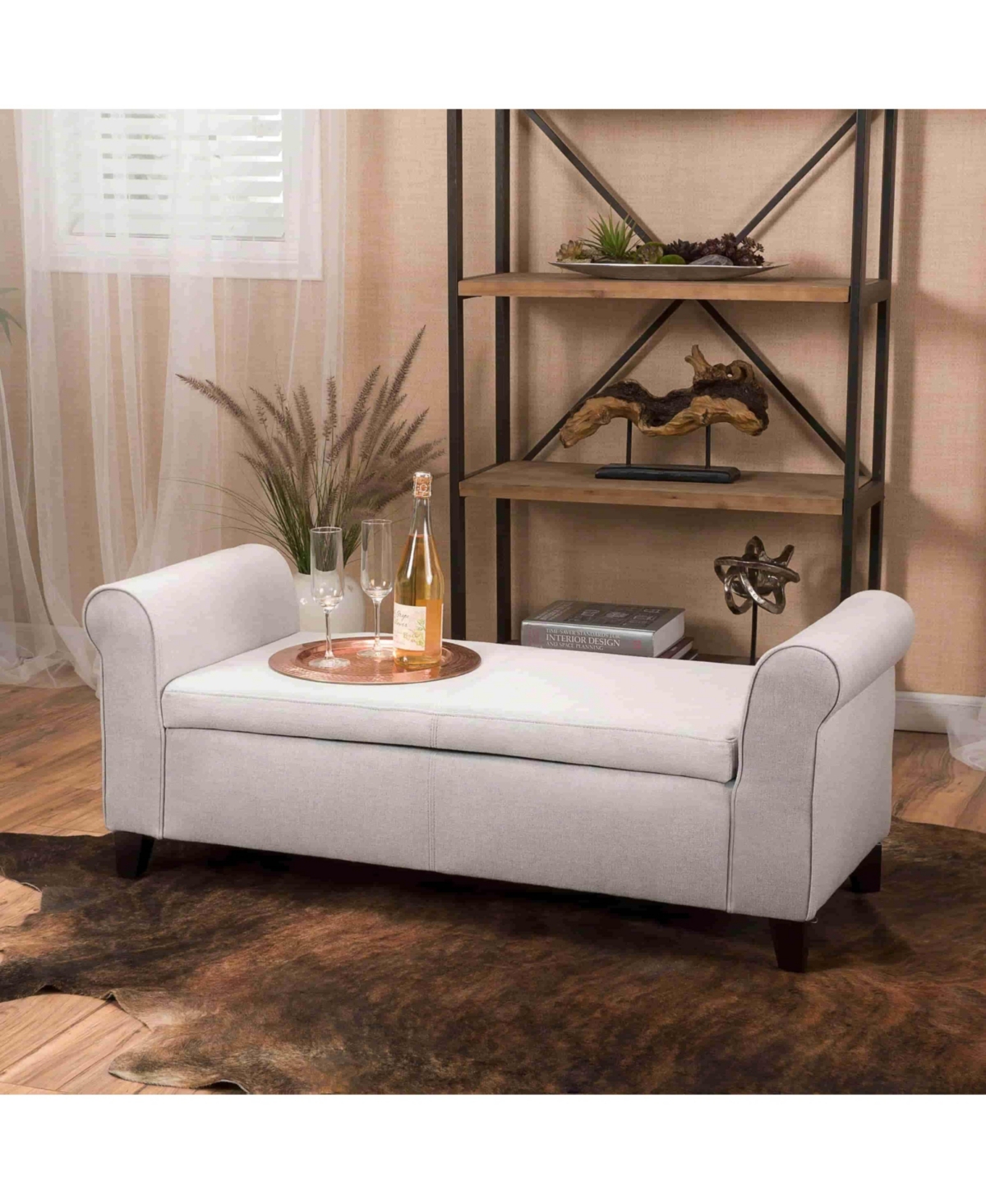 Click here for 50” Armed Storage Bench Upholstered Ottoman... prices